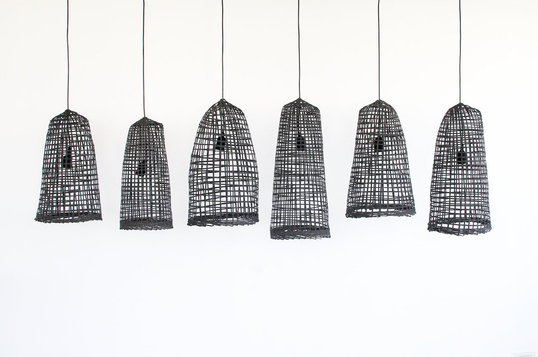 Black Bamboo Pendant Light, Fish Trap Lampshade, Zen Lighting - Etsy