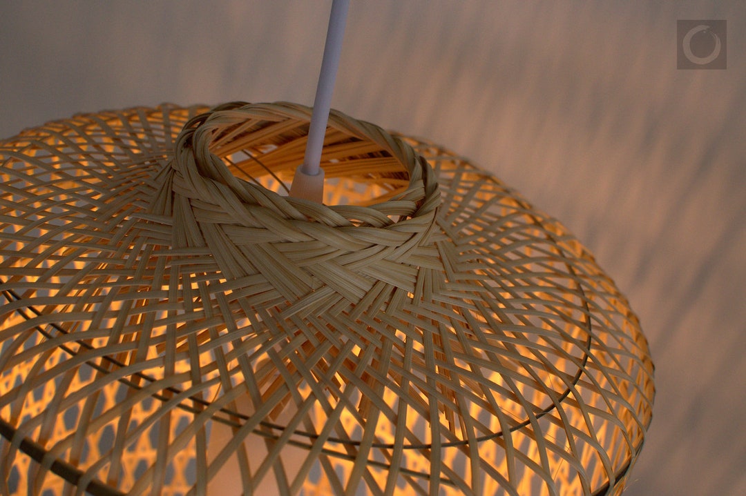 Woven Bamboo Pendant Light, Handmade Asian Style Lampshade - Etsy