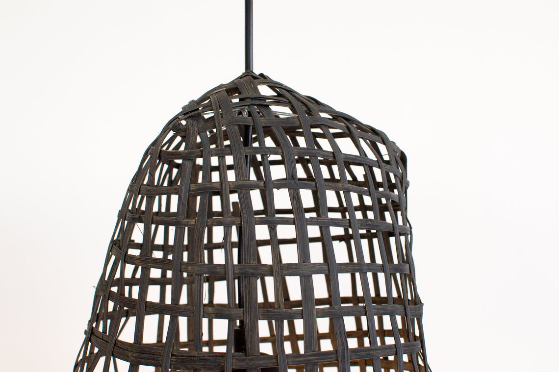 Black Bamboo Pendant Light, Fish Trap Lampshade, Zen Lighting - Etsy