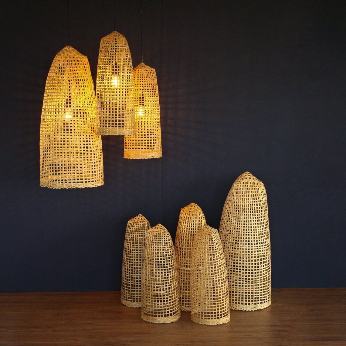 Natural Bamboo Pendant Light Fish Trap Lamp Basket Pendant - Etsy