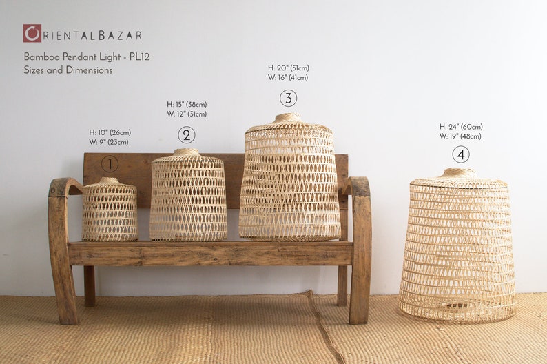 Woven Bamboo Pendant Light, Handmade Asian Style Lampshade - Etsy