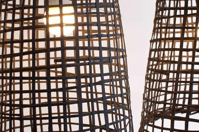 Black Bamboo Pendant Light Fish Trap Lamp Basket Pendant - Etsy