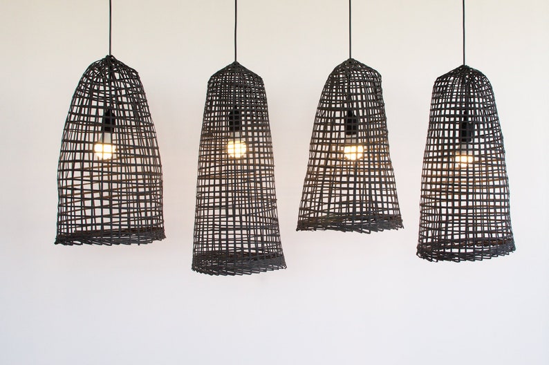 Black Bamboo Pendant Light Fish Trap Lamp Basket Pendant - Etsy