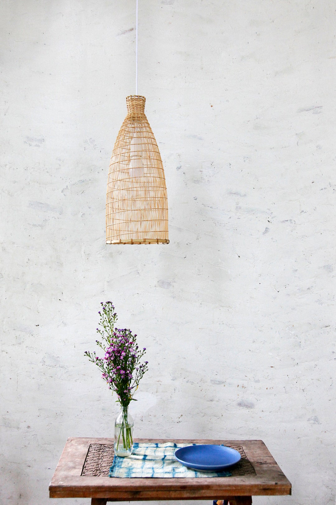 Fish Trap Light, Bamboo Pendant Lamp, Tribal Hanging Lamp, Woven Light ...