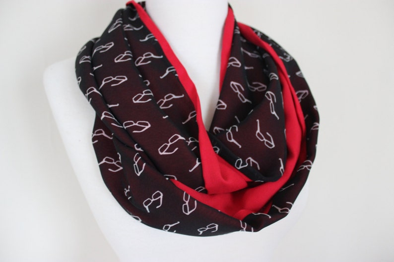 Eyeglasses Scarf Red Black White Scarf Glasses Print Scarf - Etsy