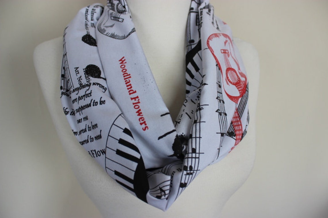 Music Scarf Music Notes Scarf Guitar Scarf Piano Scarf - Etsy UK
