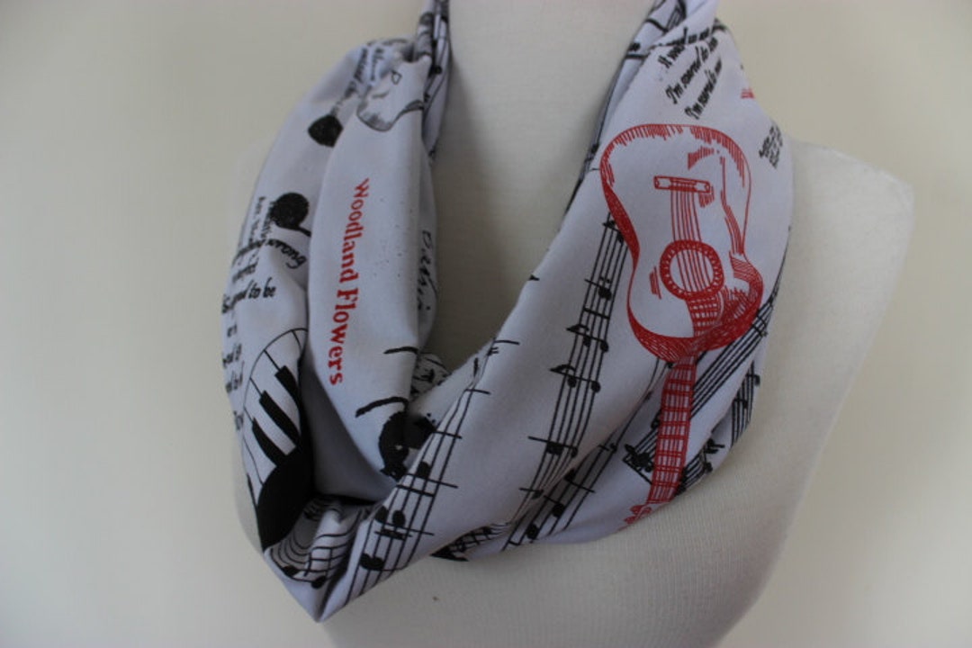 Music Scarf, Music Notes Scarf, Guitar Scarf, Piano Scarf, Gift for ...