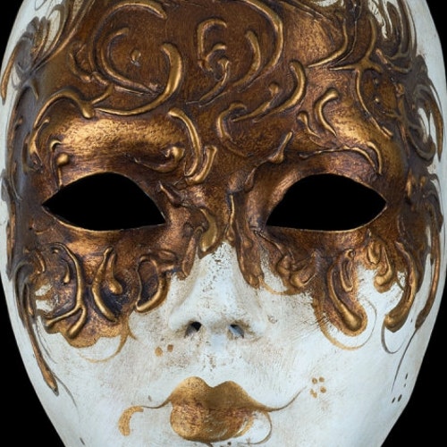 Venetian Mask Siderea White and Gold - Etsy