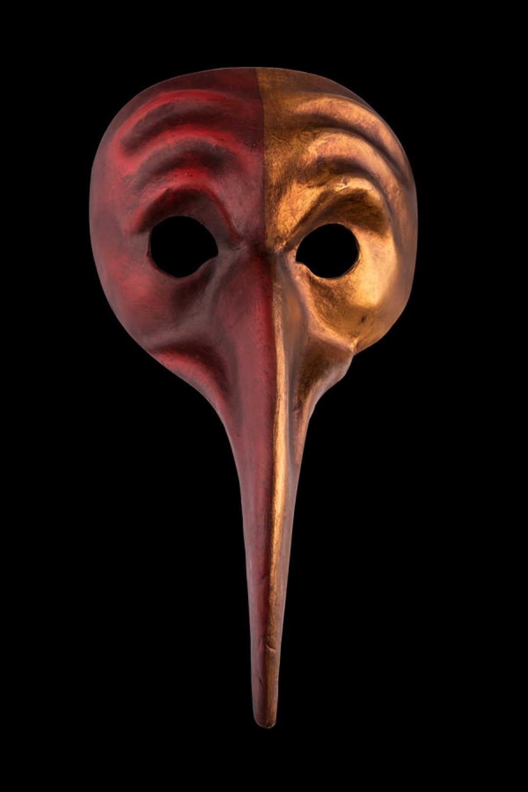 Venetian Mask Curved Zanni Parade Red and Gold - Etsy