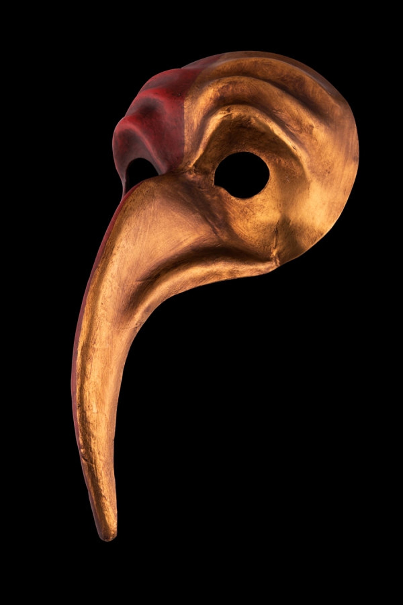 Venetian Mask Curved Zanni Parade Red and Gold - Etsy
