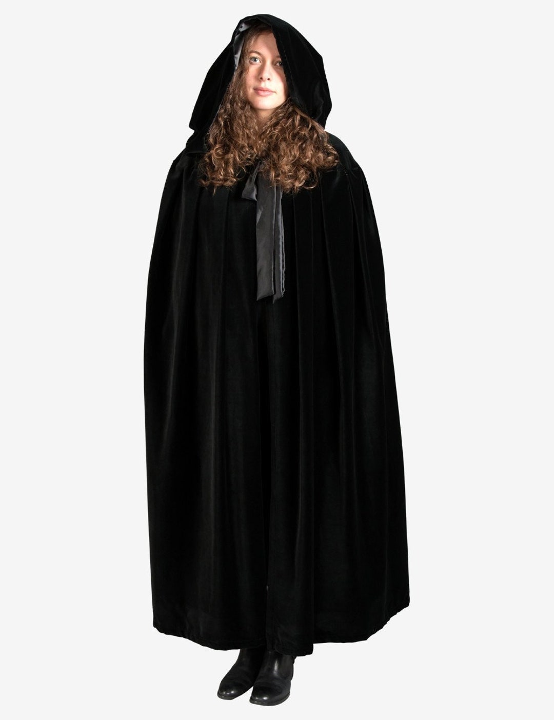 Handmade Venetian Costume Unisex Black Cloak With Hood in Velvet - Etsy