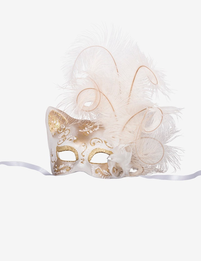 Cat With Feathers Venetian Mask | Etsy