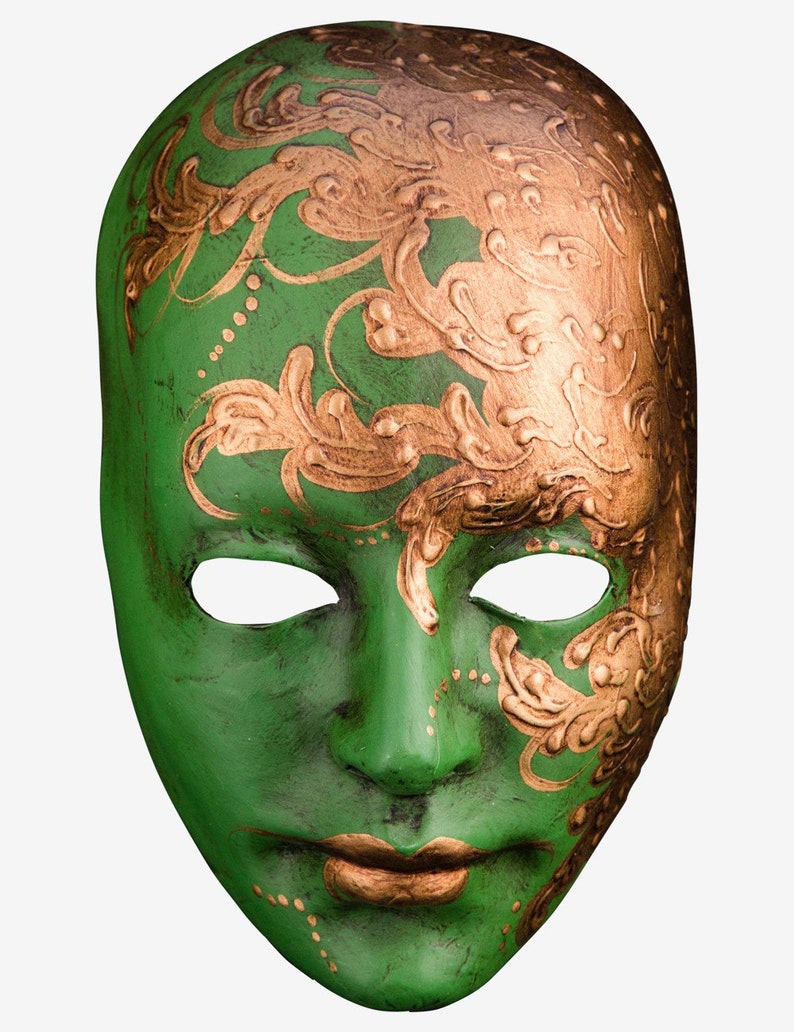 Green and Gold Face Venetian Mask - Etsy
