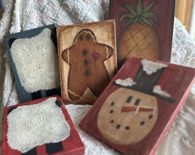 Hand Painted Primitive Snowman Sign “all Flakes Welcome” - Etsy