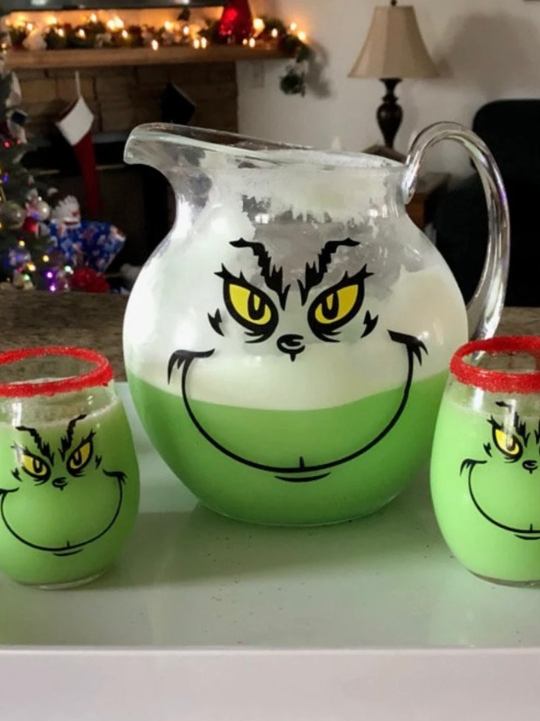Grinch Glass and Pitcher Set/party/the Grinch Gift Set/grinch Wine ...