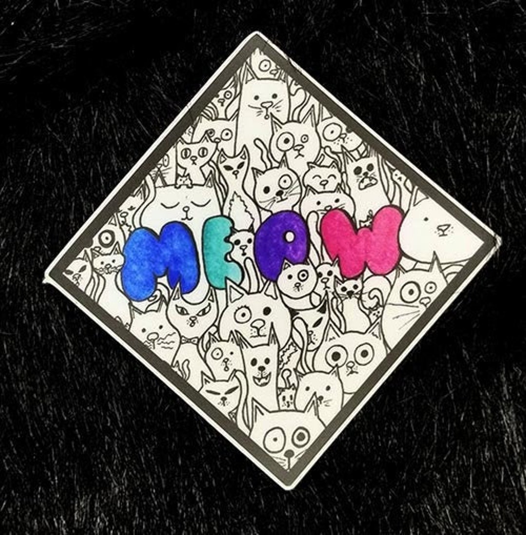 Meow Sticker, Decal, Cat, Kitten, Vinyl Sticker, Laptop, Cat Lover Gift ...