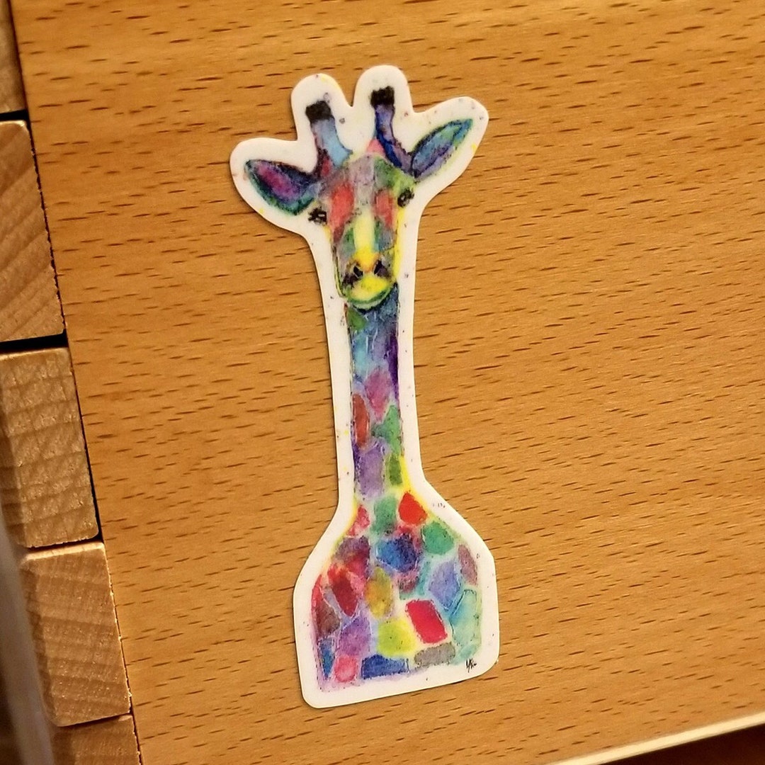 Watercolor Giraffe Sticker, Decal, Animal, Zoo, Vinyl Sticker, Laptop ...