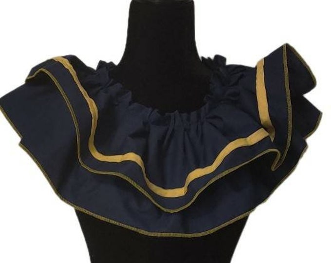Dark Blue With Yellow Stripe, Moondrop Clown Collar Neck Ruff/ruffle - Etsy Dark Blue With Yellow Stripe, Moondrop Clown Collar Neck Ruff/ruffle - Etsy