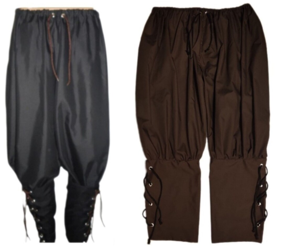 Black Plus Size SCA Renaissance Banded Pirate Costume Pants With ...