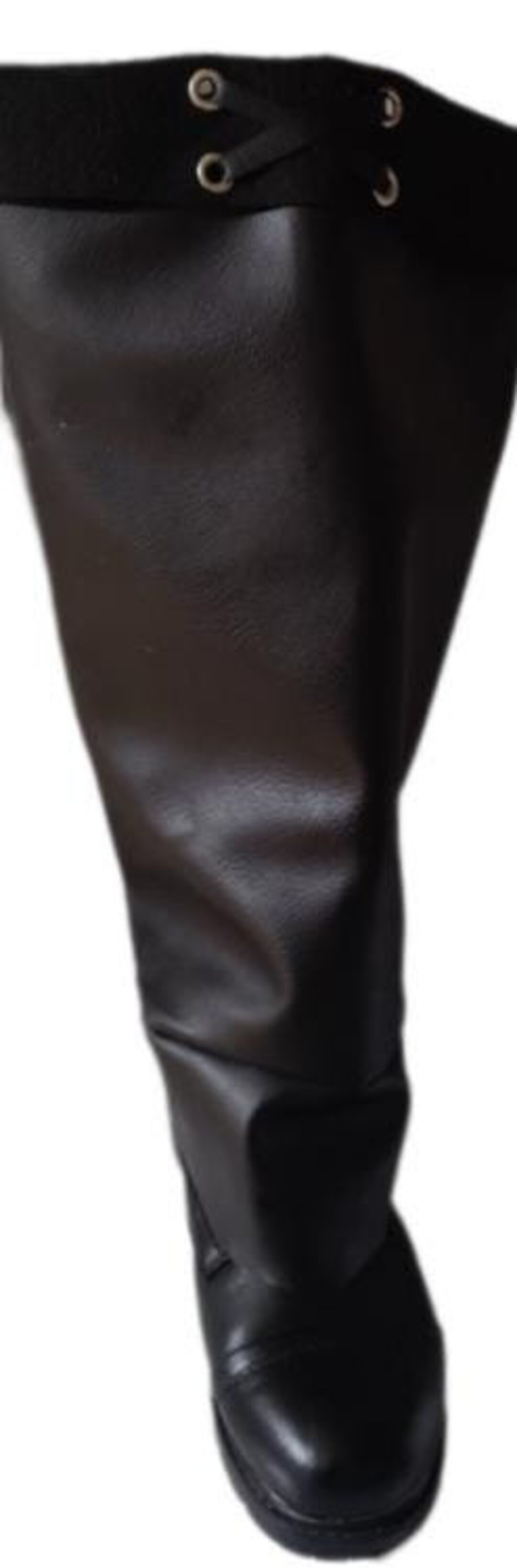 Large Adult Black Faux Leather With Bonded Felt 16"- 17" Tapered Calf ...