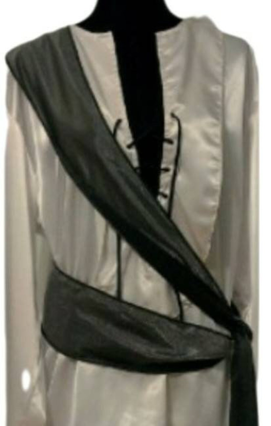 Dark Metallic Silver 128 Sash With Black Surged Edging Multi Ways to ...