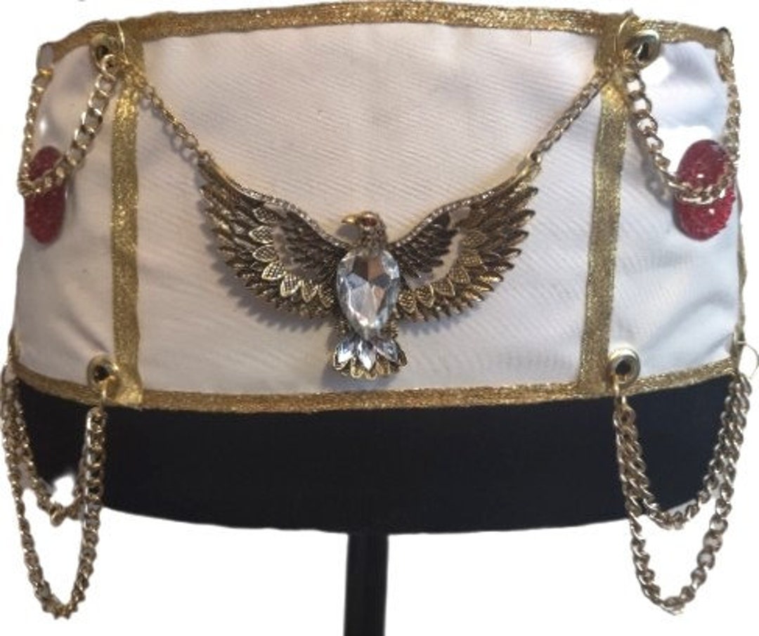 White Faux Leather With Gold Chains Elvis Impersonator Adjustable ...