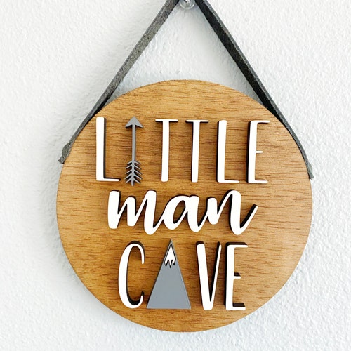 Little Man Cave Round 3D Wooden Sign Boys Room Decor - Etsy