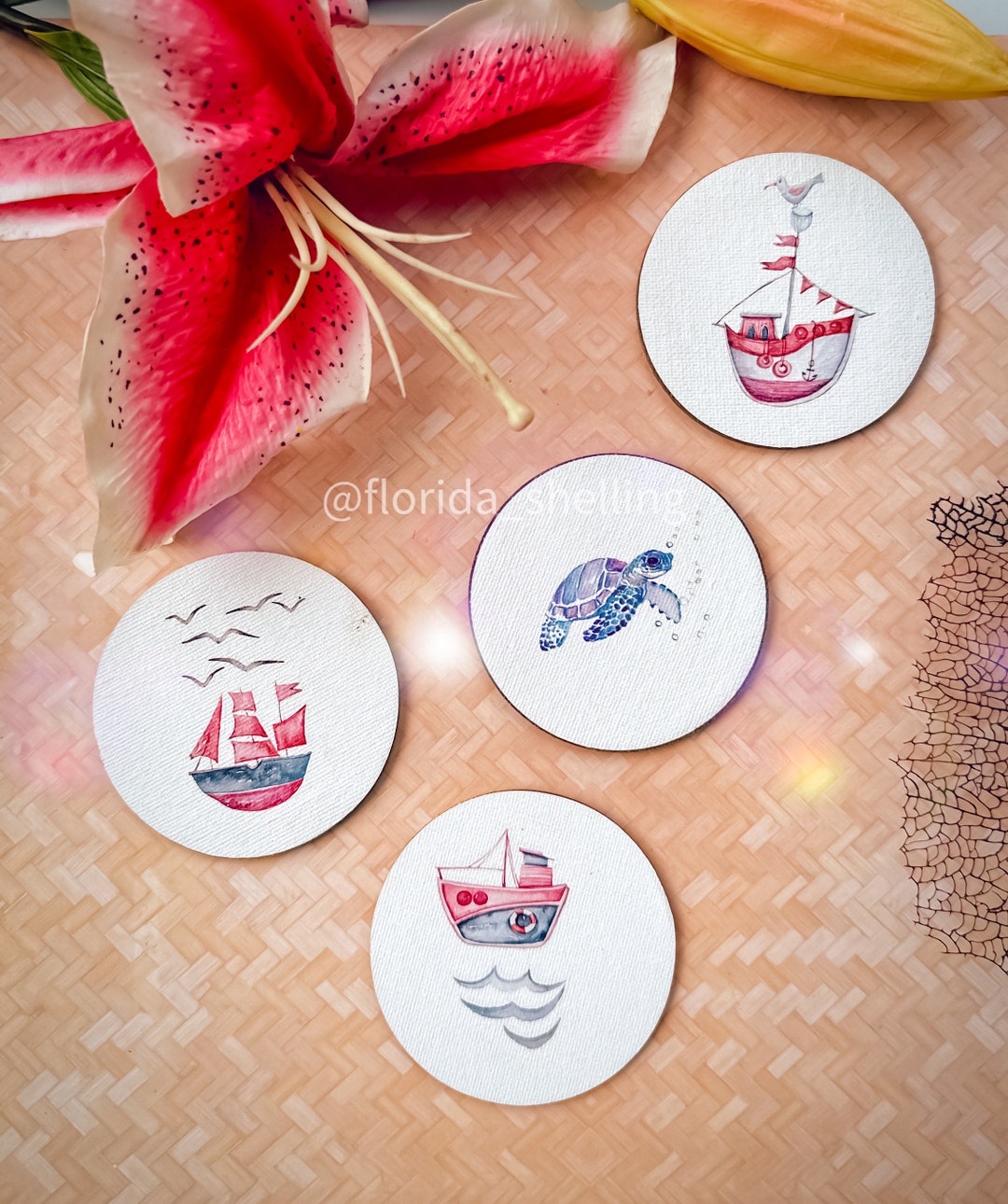 1 ONE Hand Painted Sea Life Magnet 3x3 Selection - Etsy