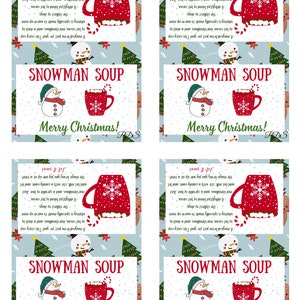 Snowman Soup Printable Tag for Holiday School Gift Tag Downloadable ...
