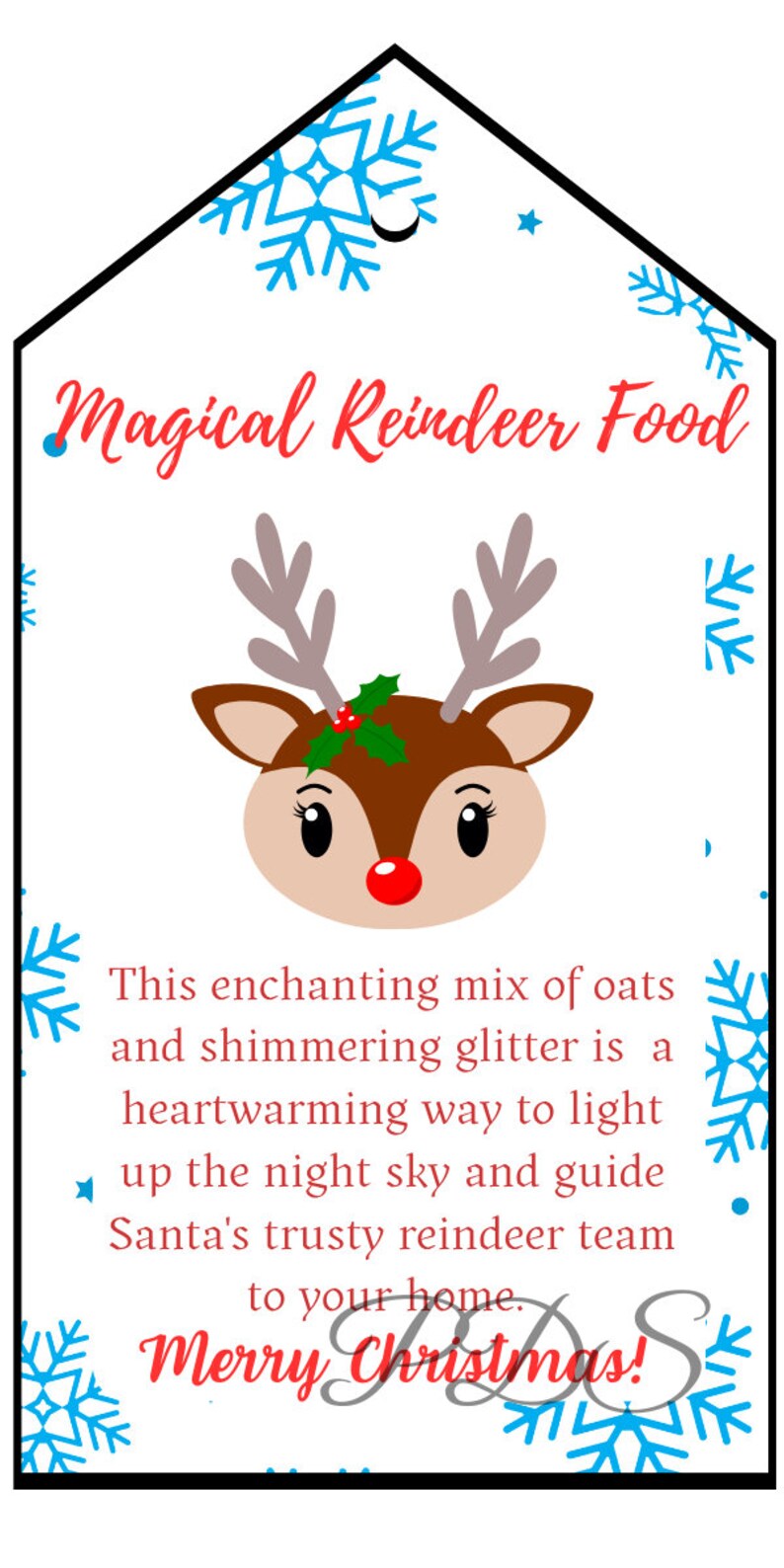 Magic Reindeer Food Printable Tag Kid Christmas Tag Kid Gift Sticker ...
