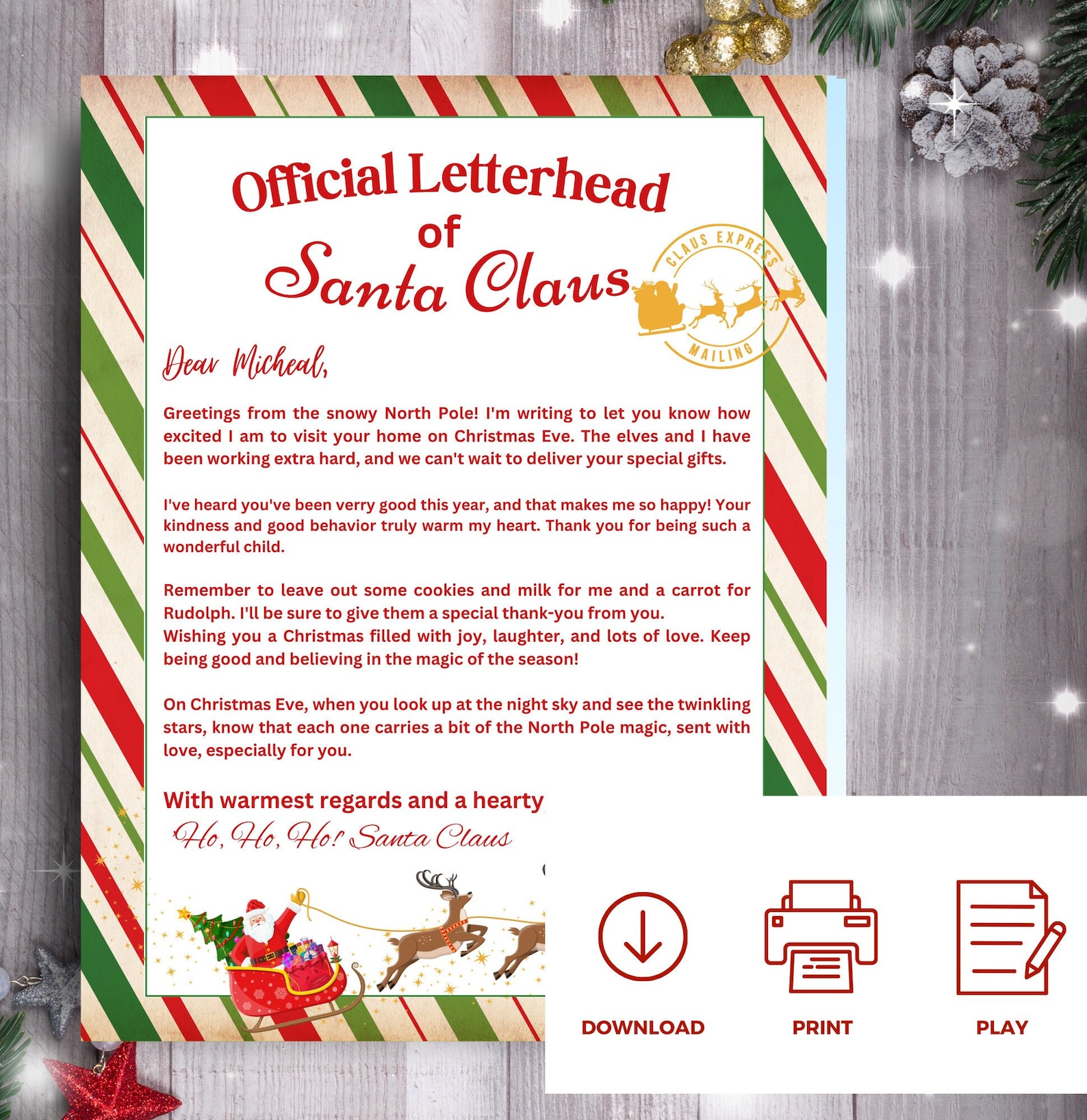 Editable Letter From Santa Personalized Letter From Santa Printable ...