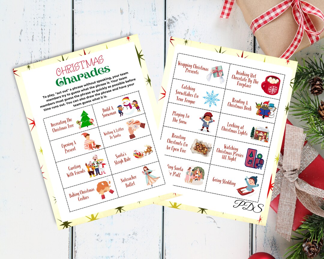 Christmas Charades Game Printable Game for Christmas Party Game Holiday ...