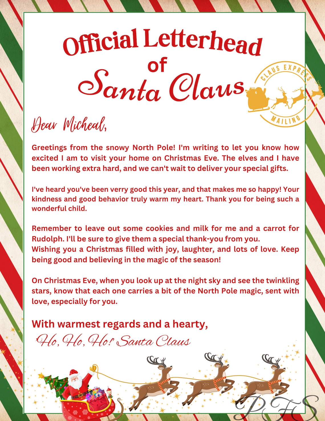 Editable Letter From Santa Personalized Letter From Santa Printable ...