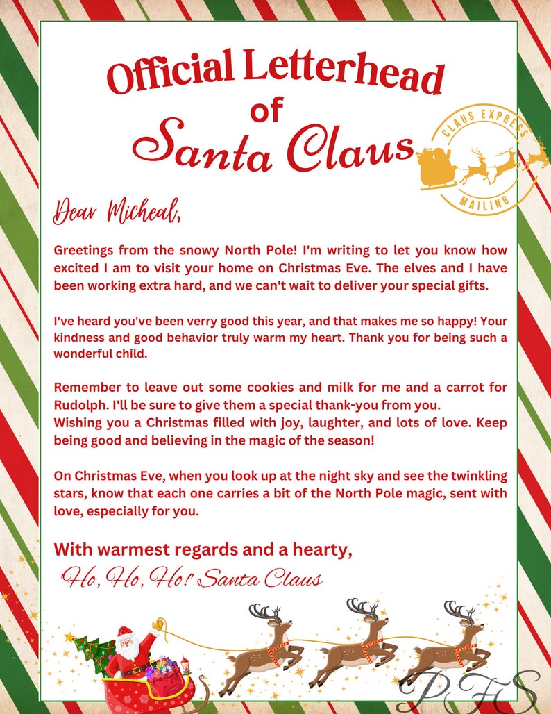 Editable Letter From Santa Personalized Letter From Santa Printable ...