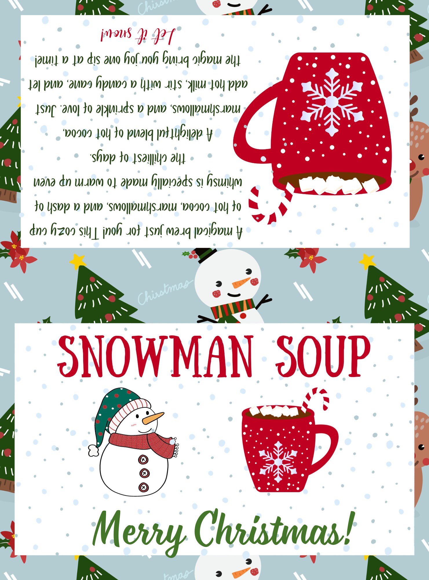 Snowman Soup Printable Tag for Holiday School Gift Tag Downloadable ...