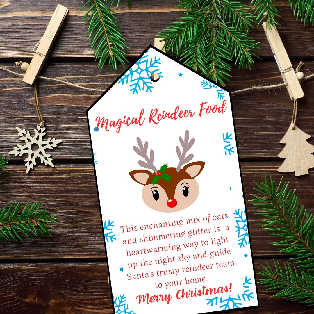Magic Reindeer Food Printable Tag Kid Christmas Tag Kid Gift Sticker ...