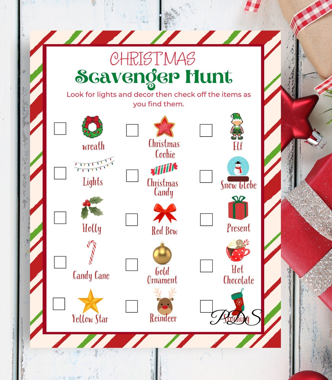 Christmas Scavenger Hunt Game Printable Holiday Game for Kids Printable ...