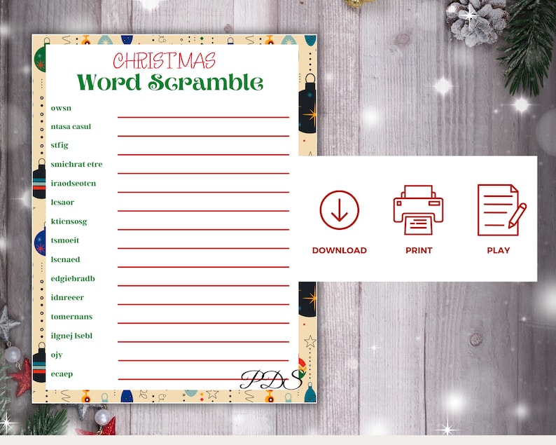 Christmas Word Scramble Printable Christmas Family Game Printable ...
