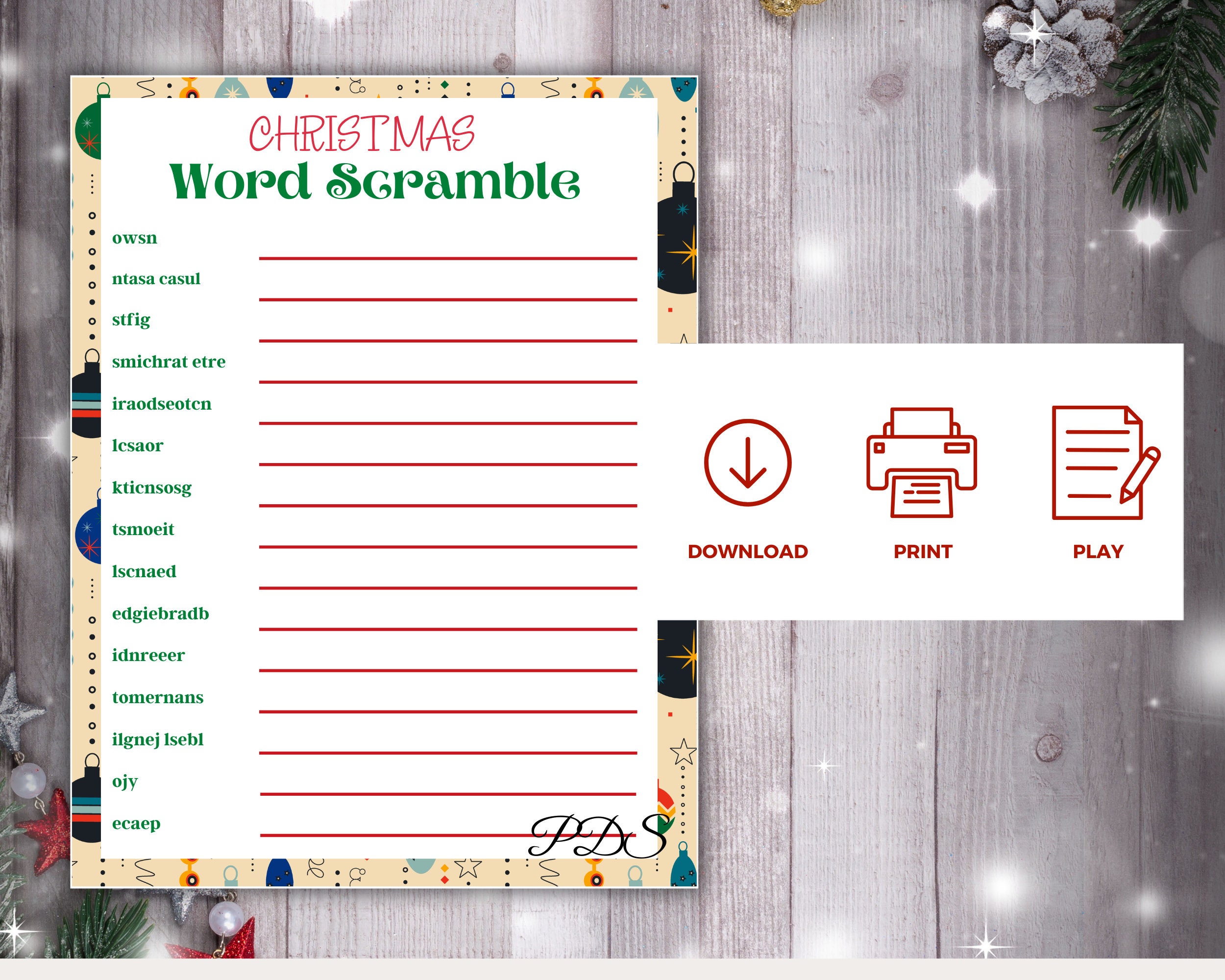 Christmas Word Scramble Printable Christmas Family Game Printable ...