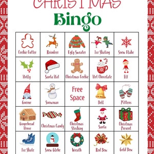 Christmas Bingo Game Printable Holiday Game Printable Christmas Game ...