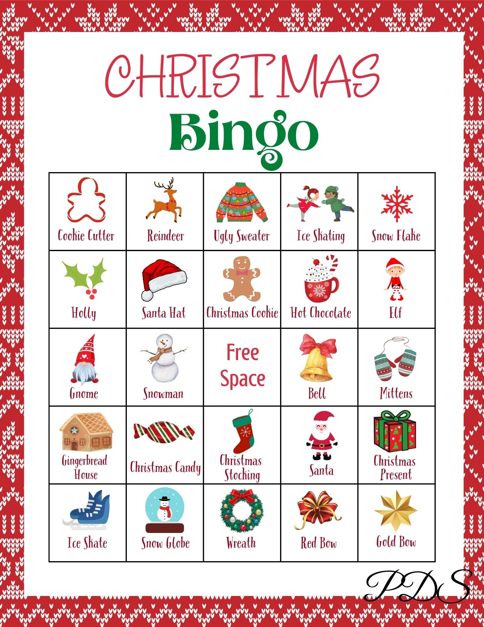 Christmas Bingo Game Printable Holiday Game Printable Christmas Game ...