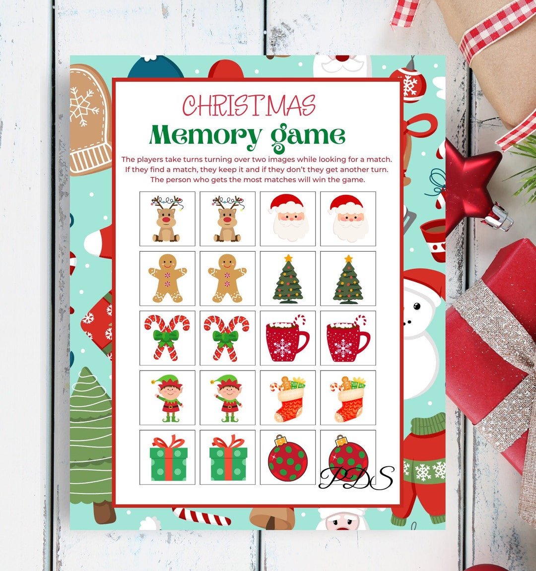 Christmas Memory Game Holiday Memory Game Printable Christmas Memory ...