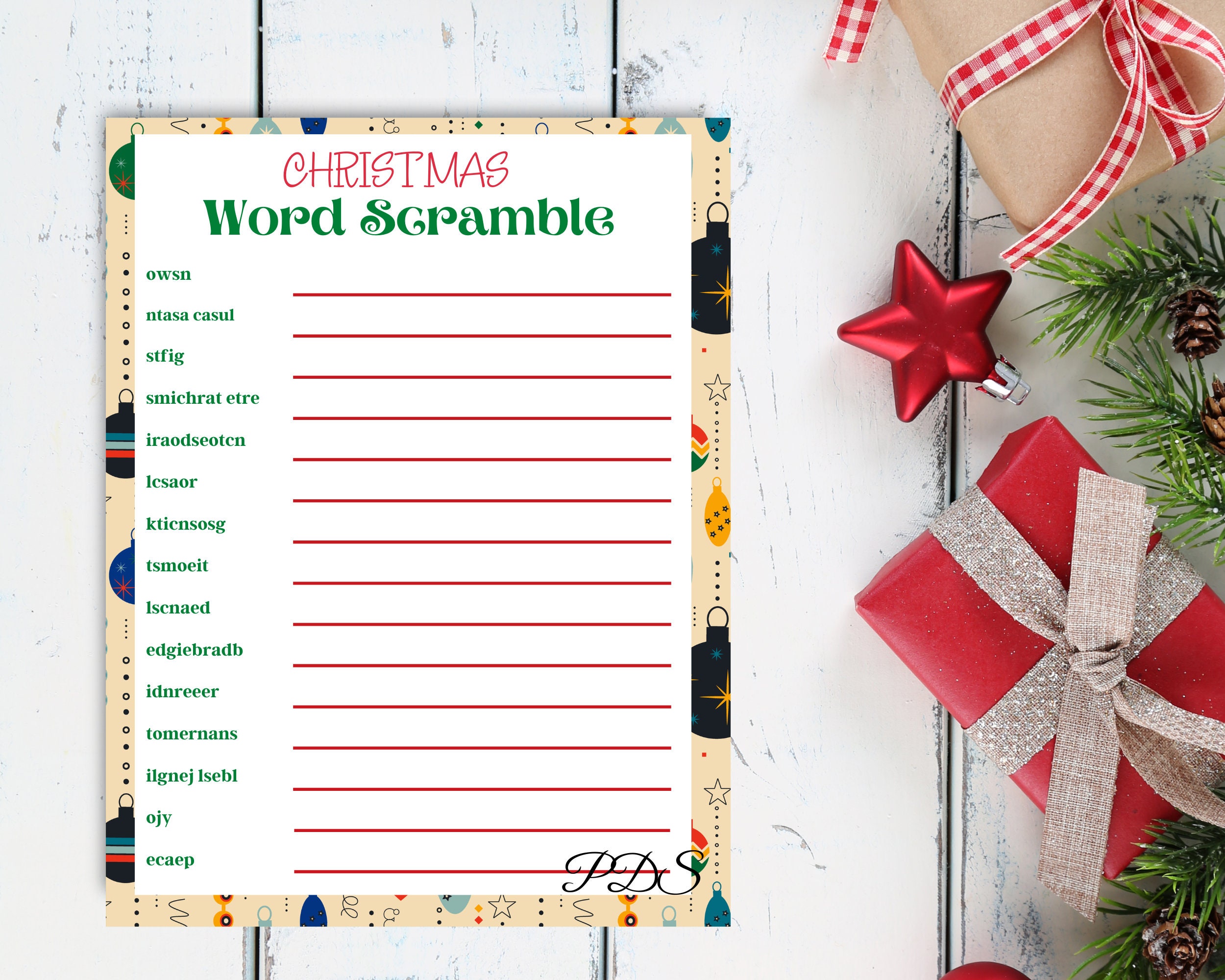 Christmas Word Scramble Printable Christmas Family Game Printable ...