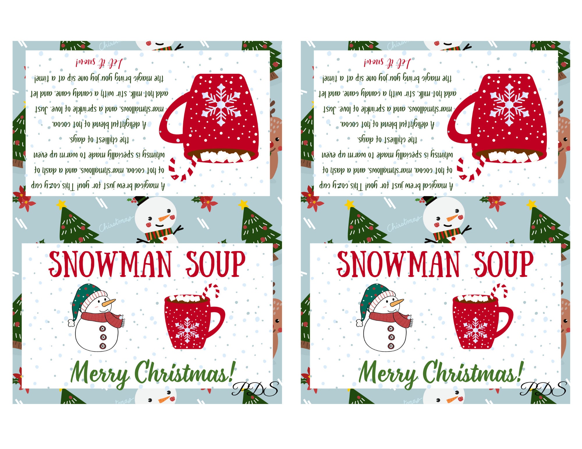 Snowman Soup Printable Tag for Holiday School Gift Tag Downloadable ...