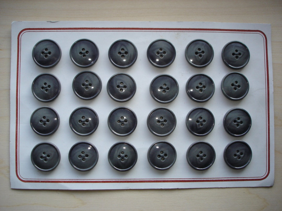 Vintage Plastic Old Stock Gray Buttons on Card 24pcs - Etsy
