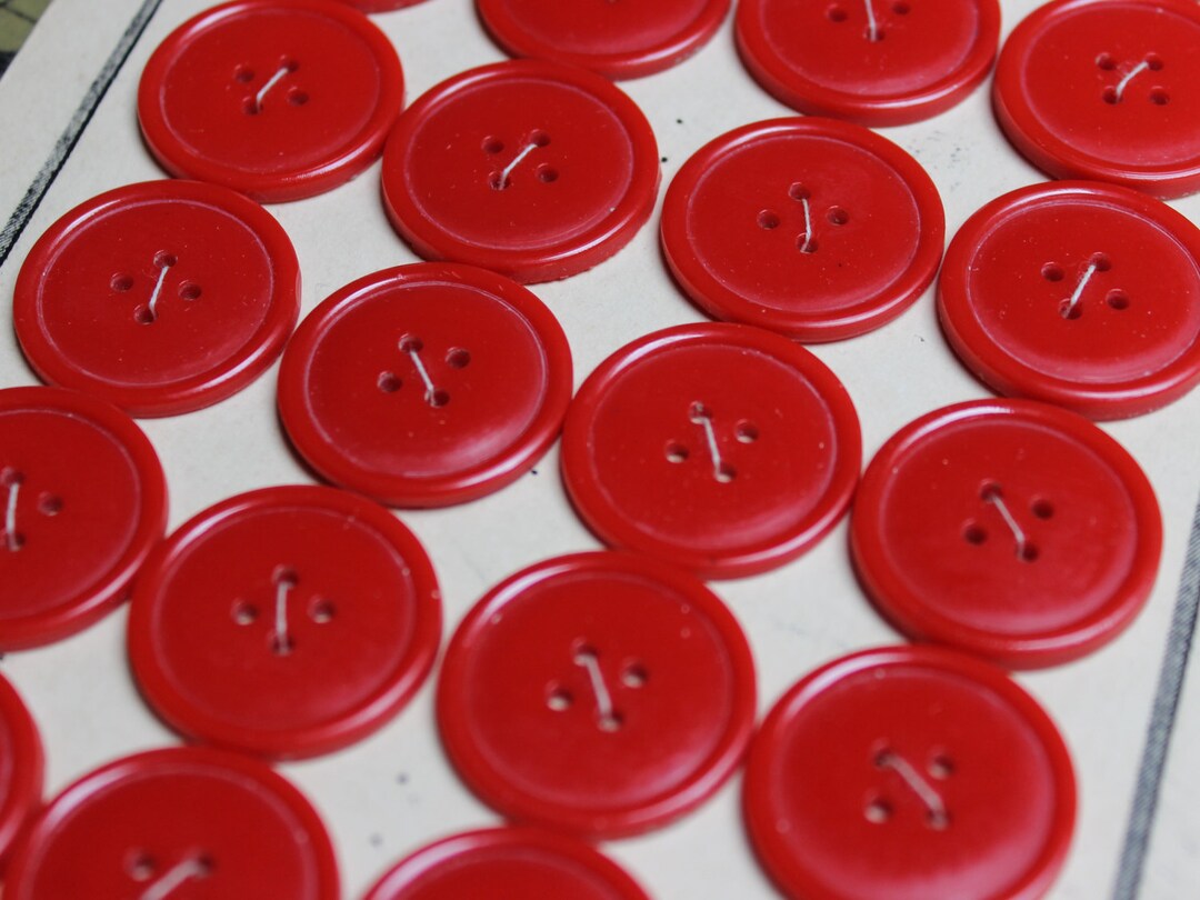 Vintage Plastic Old Stock Red Buttons on Card 24pcs - Etsy
