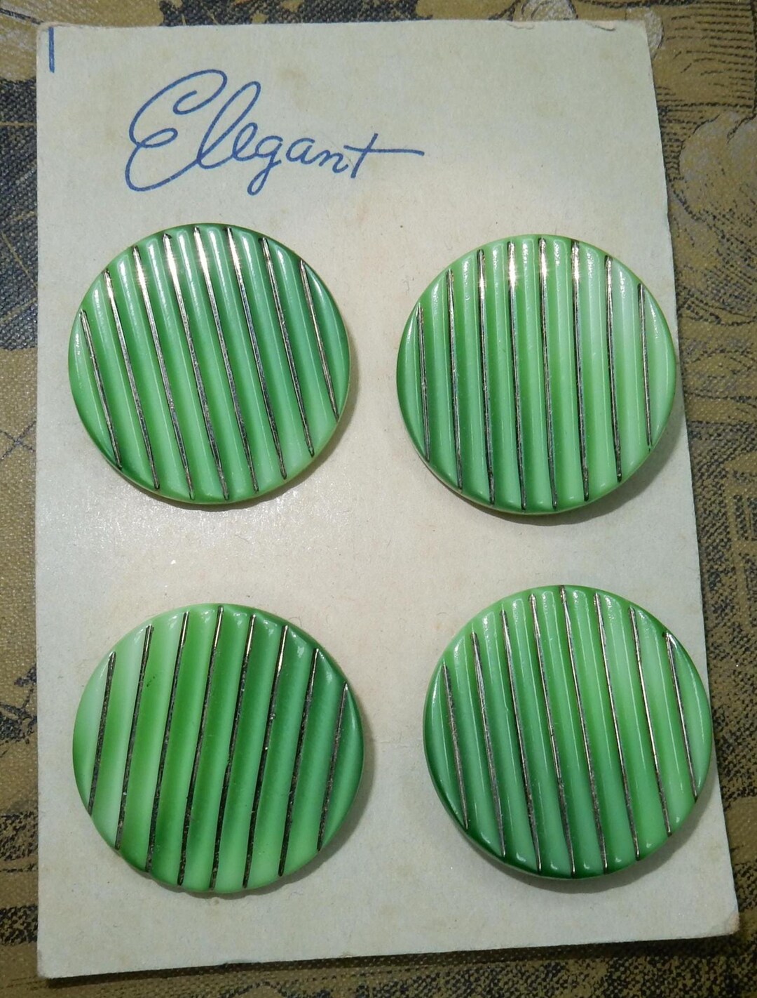 Vintage Glass Old Stock Green Glass Buttons on Card 4pcs - Etsy Canada