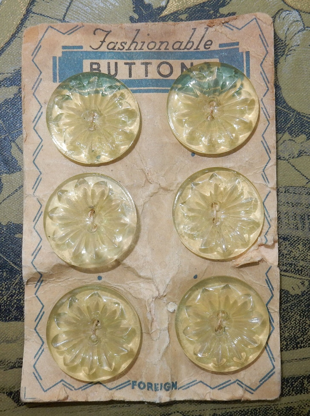 Vintage Glass Old Stock Uranium Glass Buttons on Card 6pcs - Etsy