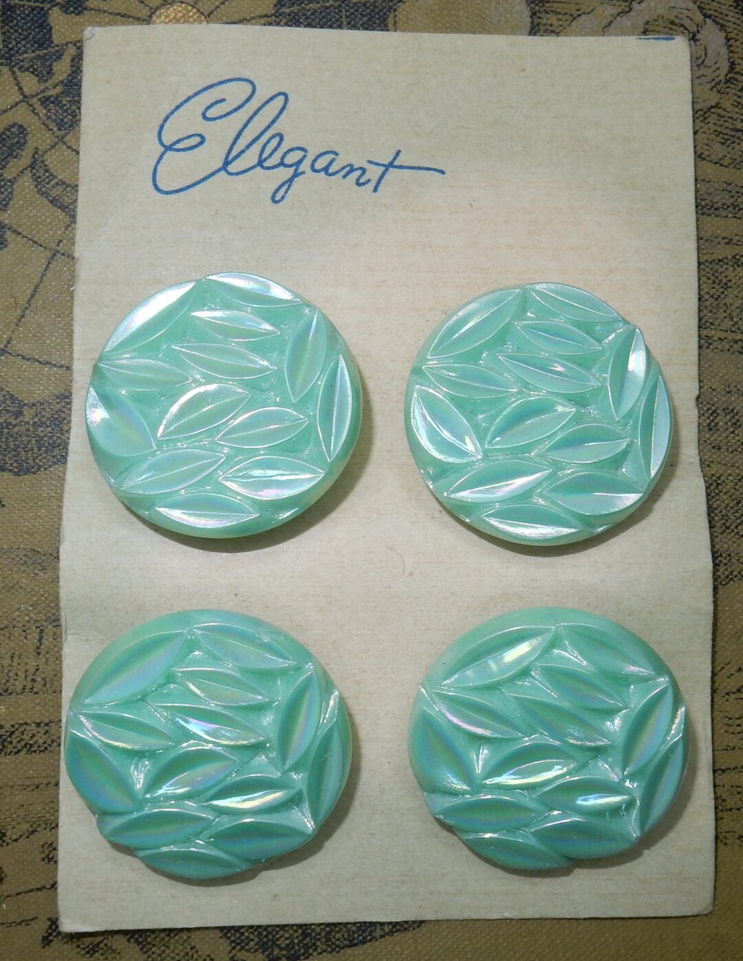 Vintage Glass Old Stock Uranium Green Glass Buttons on Card 4pcs - Etsy