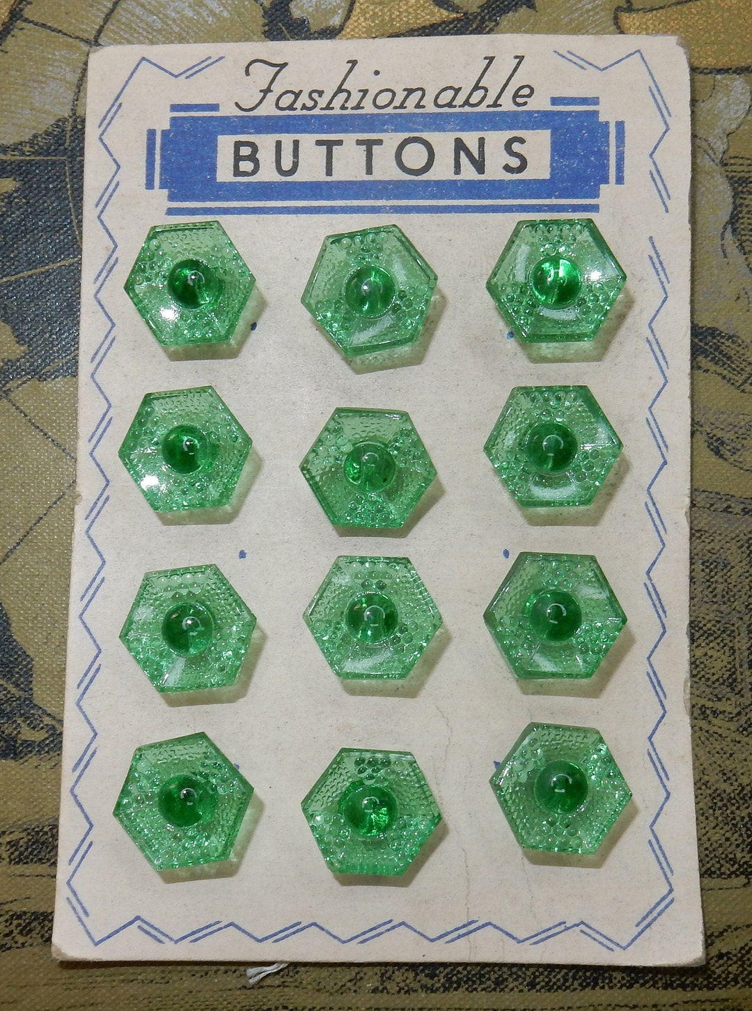 Vintage Glass Old Stock Uranium Glass Buttons on Card 12 Pcs - Etsy